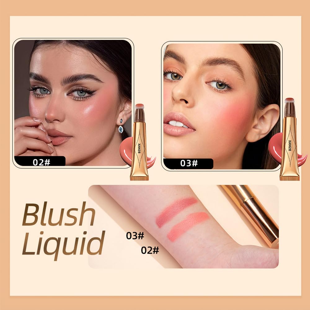 3 Pcs Liquid Contour Beauty Wand Set, Contour & Blush & Highlighter Stick with Cushion Applicator, Attached Easy to Blend, Long Lasting & Smooth Natural Matte Finish (01#02#04)