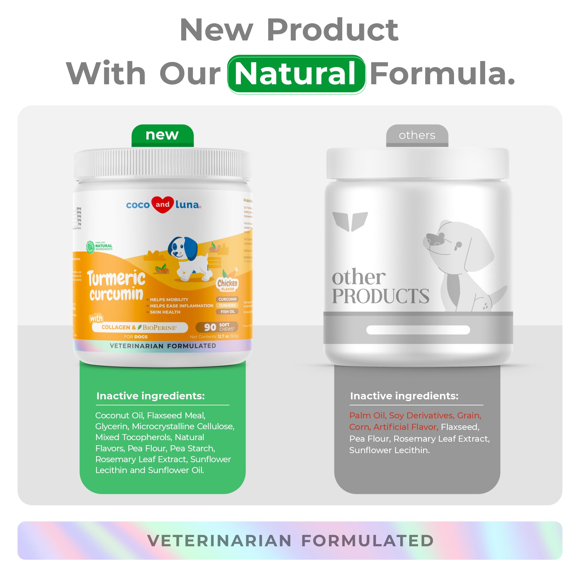 Turmeric Curcumin for Dogs - 90 Soft Chews - with Collagen, BioPerine and Fish Oil - Hip & Joint Support, Ease Inflammation, Antioxidant, Cardiovascular & Liver Support.