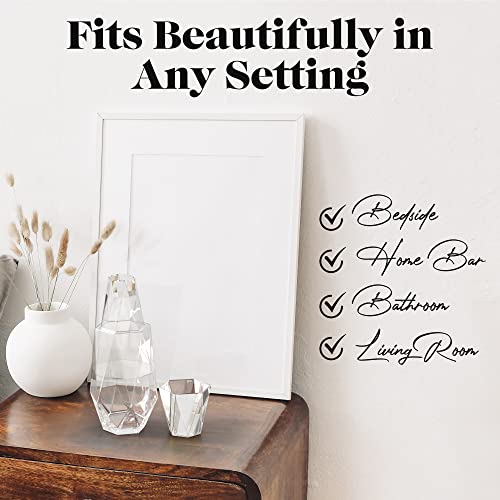 Fifth Avenue Crystal Modern Geometric Bedside Water Carafe with Tumbler- Elegant Pitcher and Matching Drinking Glass Doubles As Lid for Guest Room, Office (Clear)