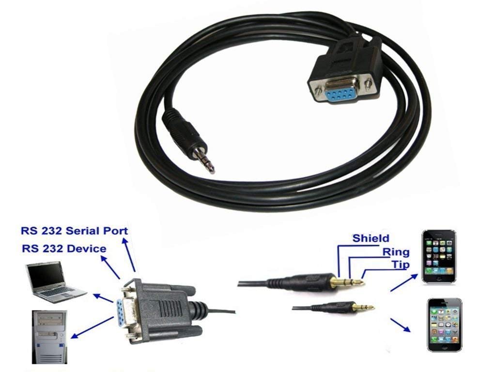 LIANSHU 5Pack DB9Pin Female to DC3.5mm Serial Cable-6 Feet Black (5Pack)