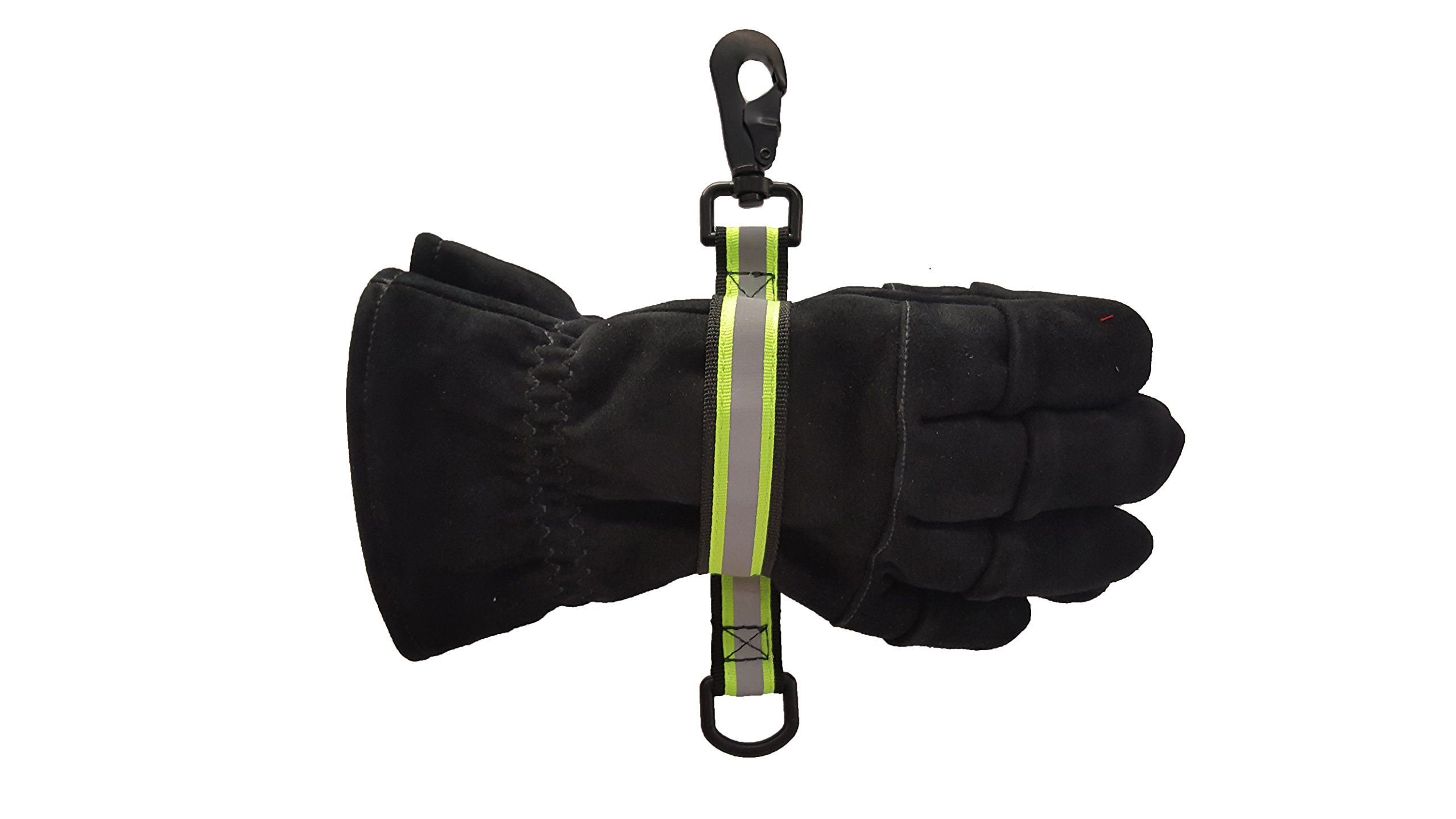 LINE2design Firefighter Glove Strap - Emergency Rescue Turnout Gear Heavy Duty Reflective Gloves Safety Leash - First Responders EMTs Construction and Mechanics Adjustable Work Glove Holder - Green