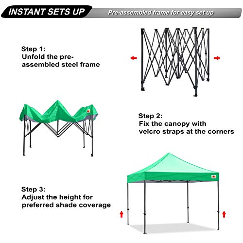 ABCCANOPY Patio Pop Up Canopy Tent 10x10 Commercial-Series (Kelly Green)