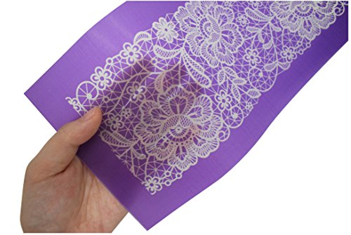 ART KITCHENWARE Flower Mesh Cake Stencils for Royal Icing Peony Cake Lace Stencil for Wedding Cake Decorating Cookie Stencils for Bakery 19"×5.12"