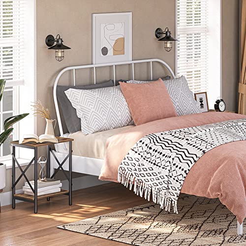 ALLOSWELL Nightstands Set of 2, End Tables with Storage Shelf, Bedside Tables X-Shaped Design, Side Tables for Living Room, Bedroom, 14.6 x 10.6 x 19.9 Inches, Easy Assembly, Rustic Brown ETHR2801S2