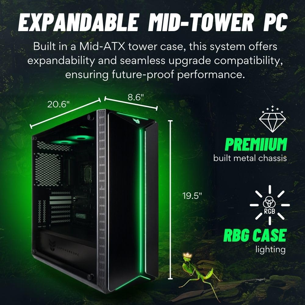 Empowered PC Mantis V2 Gaming Desktop (NVIDIA GeForce RTX 3070 (>4060 TI), Intel 24-Core i9-14900KF Processor, 32GB DDR5 RAM, 512GB NVMe SSD + 2TB HDD, WiFi 6, Windows 11 Home) Gamer Computer