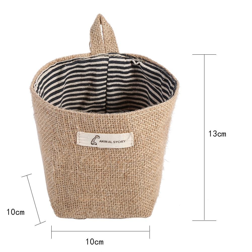 Cotton Linen Hamper Hanging Clothes Bag Home Gadget Storage Organizer Foldable Basket Bin (Blue Stripe)