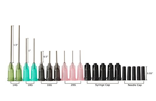 BSTEAN Syringe Blunt Tip Needle and Cap - 10ml, 5ml, 3ml, 1ml Syringes 14ga 16ga 18ga 20ga Blunt Needles - Oil or Glue Applicator (Pack of 10)
