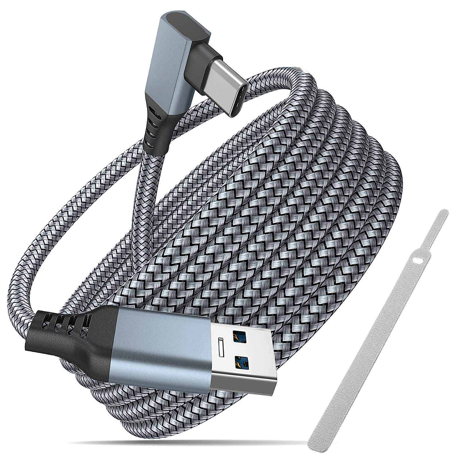 BSTKEECL Nylon Braided Link Cable 20FT Compatible for Oculus Quest/Meta Quest 2 and PC/Steam VR Link Cable - USB 3.1 A to USB C 5Gbps High Speed Data Transfer Charging Cord. (Grey).