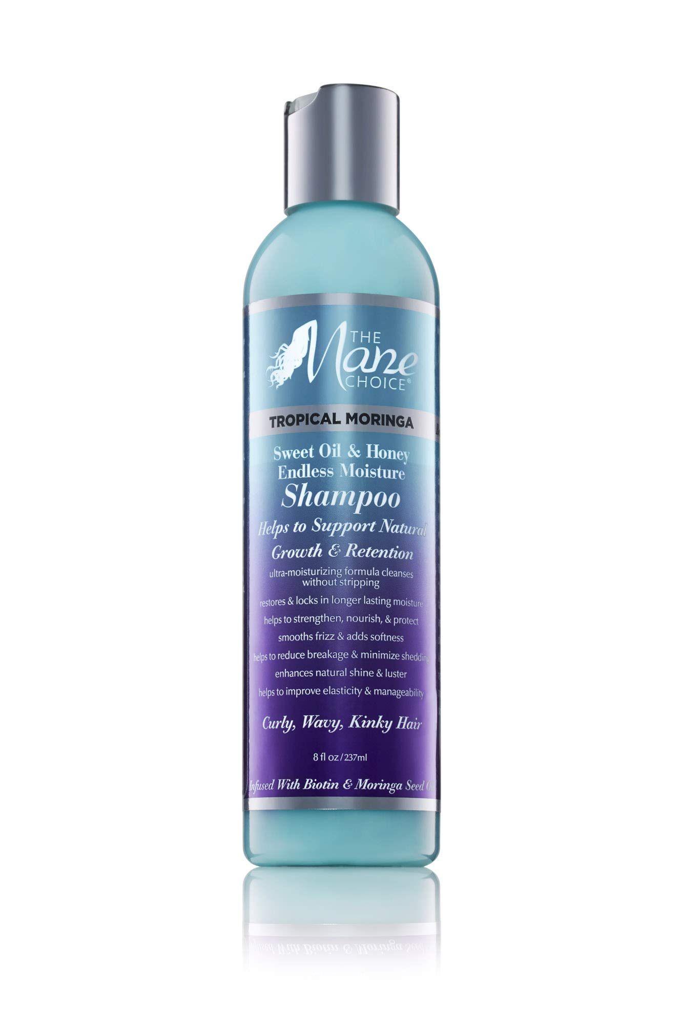 The Mane Choice Tropical Moringa Sweet Oil & Honey Endless Moisture Shampoo, Moisture Shampoo, Helps Reduce Frizz & Breakage, Strengthens & Nourishes Dry, Brittle Hair, 8 Fl Oz