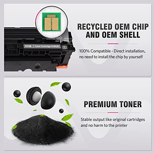 ALLWORK 414A [with Chip] Remanufactured Toner Cartridge Replacement for HP 414A 414X W2020A W2021A W2022A W2023A Work with HP Color Pro M454dn M454dw MFP M479dw M479fdn M479fdw M455dn M480f 4 Packs