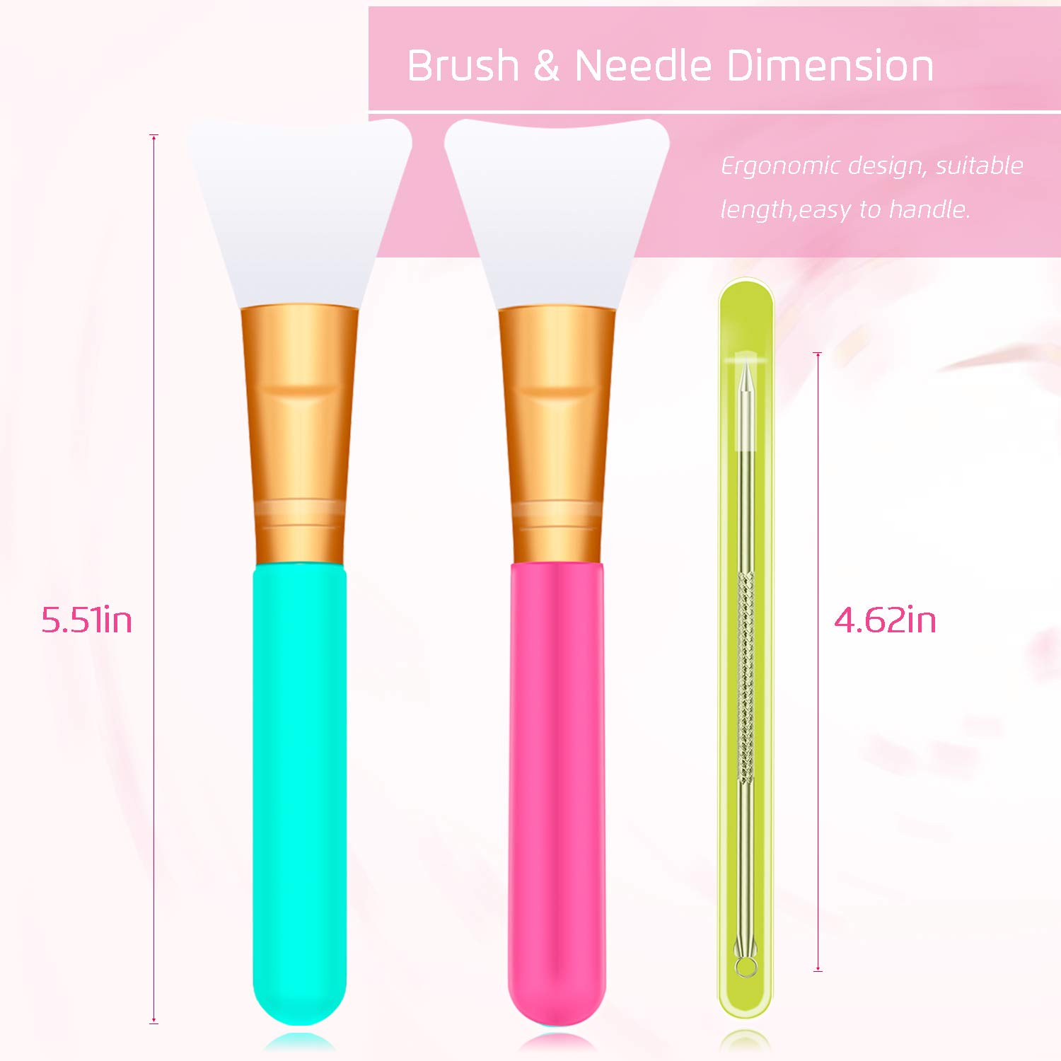 3 PCS Silicone makeup brush set, Face Mask Brush,Soft Silicone Mask Beauty Tool Facial Mud Mask Applicator Brush for skincare Hairless Body Lotion Applicator Tools