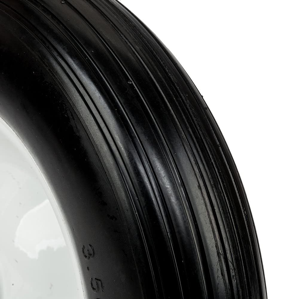 3.50-8" Wheelbarrow Tires with 5/8 Bearing, 3" Hub Universal Fit Wheelbarrow Wheel, 14.5 inch 3.50-8 Solid Rubber Tire Replacement for Wheel Barrel Cart Garden Wagon