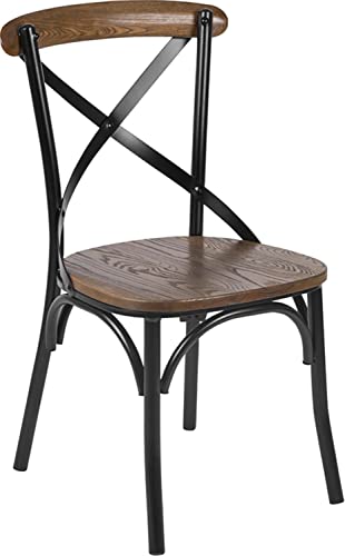 Flash Furniture Advantage X-Back Chair with Metal Bracing and Fruitwood Seat