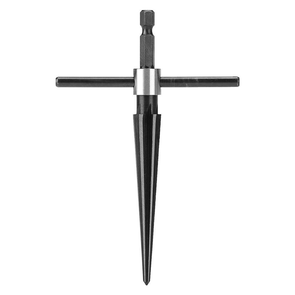 Handheld T Shape Tapered Hex Reamer Bridge Pin Hole Carbon Steel Handle Drilling Tool for Taper Holes on Top of Planks, Chamfering, Screw Sinking Holes