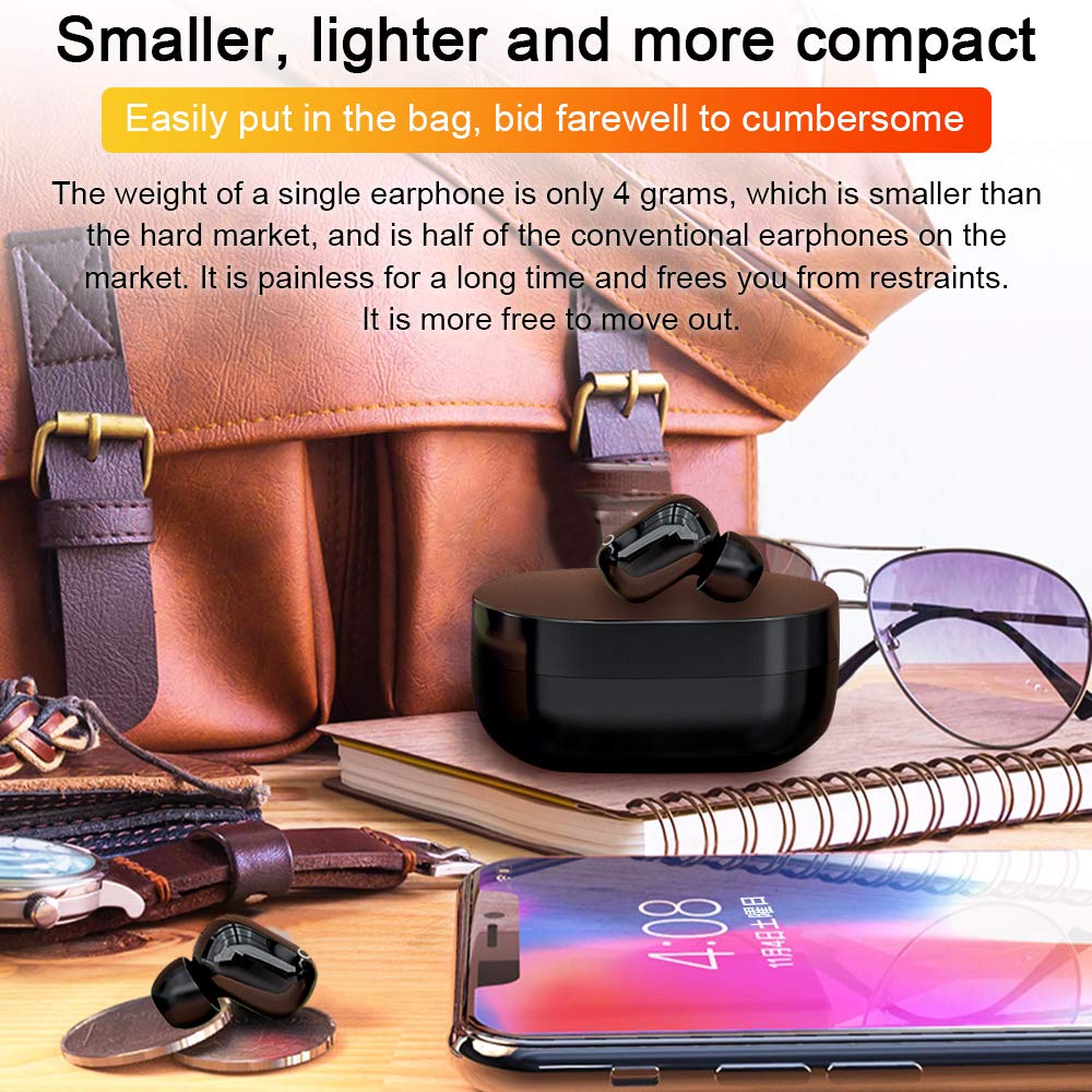 SLuB Wireless Earbuds, Bluetooth 5.0 Wireless Automatic Pairing Earphones,TWS Left and Right Separation Earbuds, Remaining Power Display (with Charging Box)(Black)
