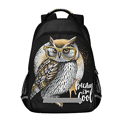 ALAZA Gold And Silver Owl Moon Quote Backpack Purse for Women Men Personalized Laptop Notebook Tablet School Bag Stylish Casual Daypack, 13 14 15.6 inch