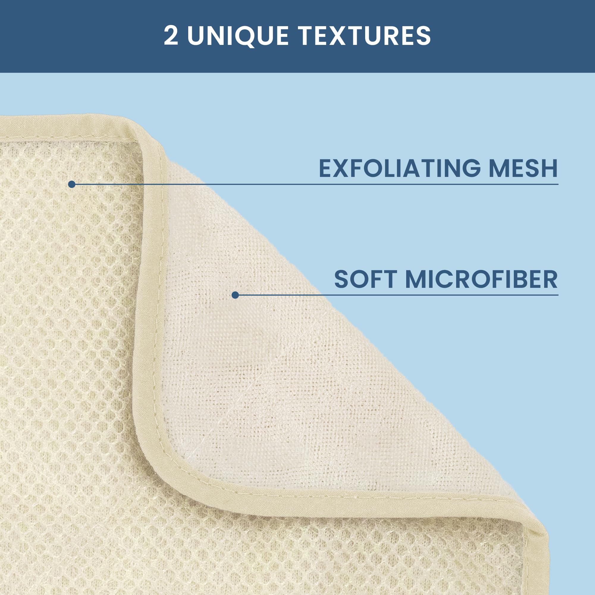 S&T INC. Exfoliating Washcloths, Dual Sided for Face and Body Scrub Towel, 9.9 Inch x 9.9 Inch, Cream, 3 Pack