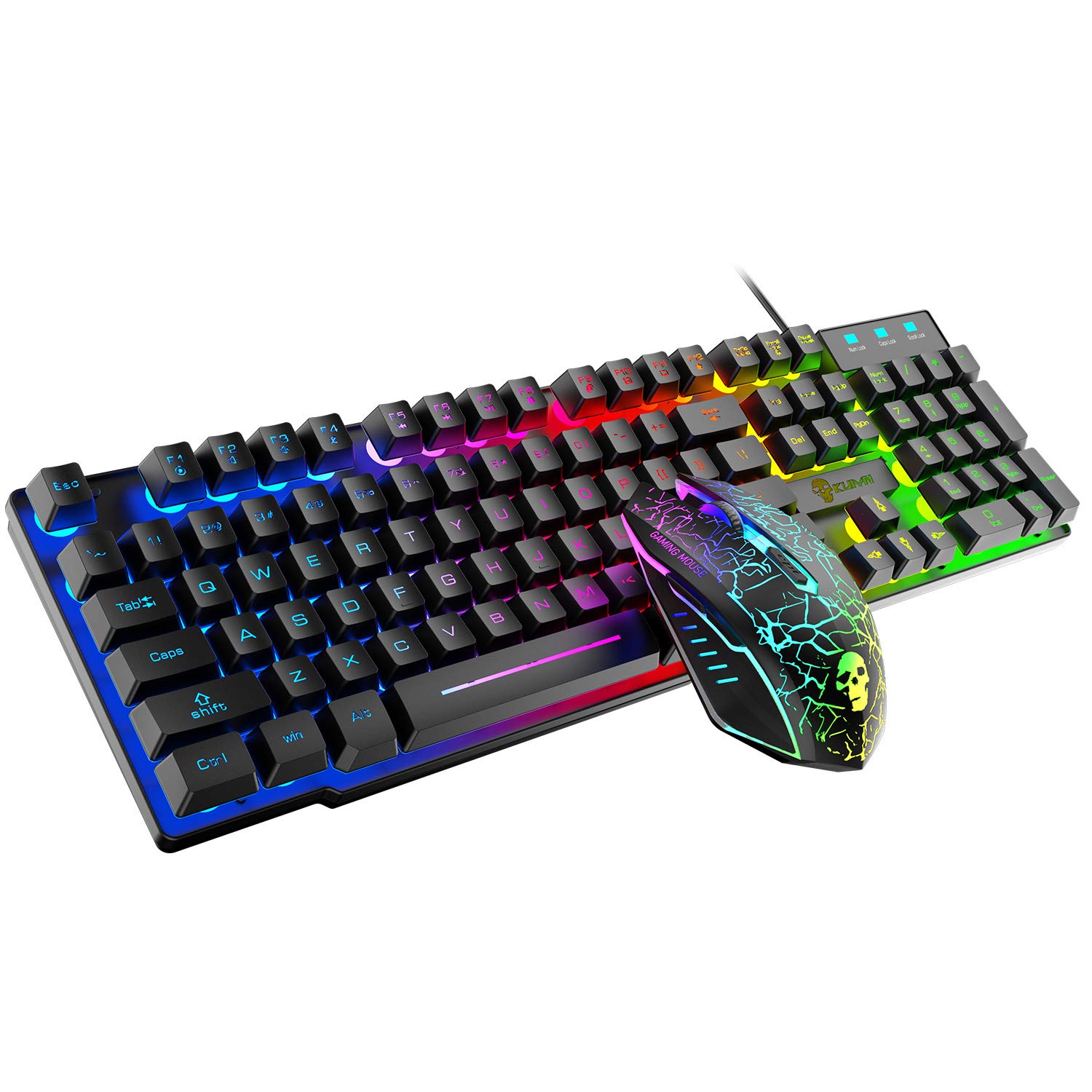 Gaming Keyboard, USB Wired Mechanical Feeling Keyboard with RGB Backlit Gaming Keyboard Waterproof 104Keys for PC Computer Gamer Overwatch Dota for Desktop, Computer, PC