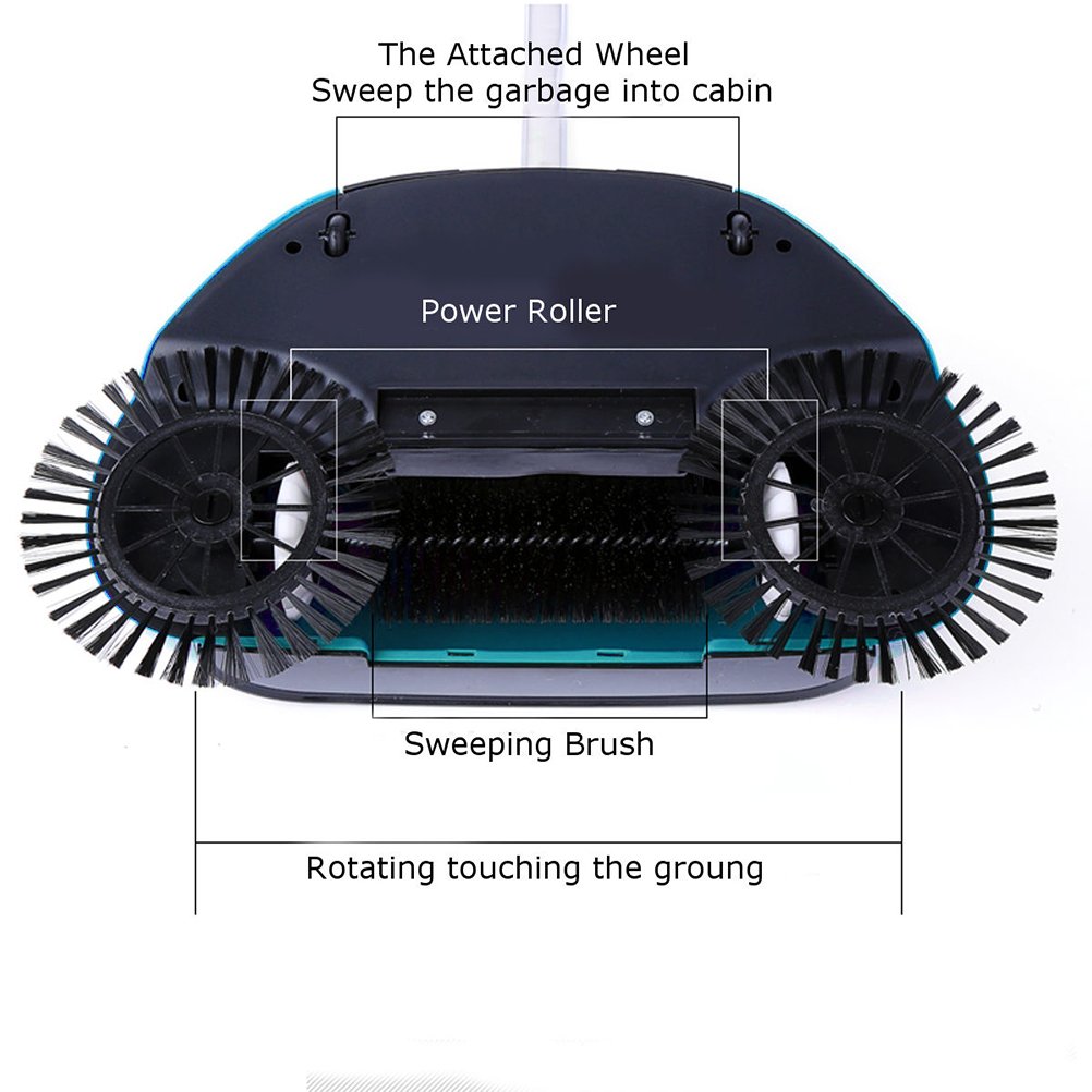 BESTOMZ 3 in 1 Household Lazy Automatic Hand Push Sweeper Broom 360 Degree Rotating Cleaning Machine Sweeping Tool