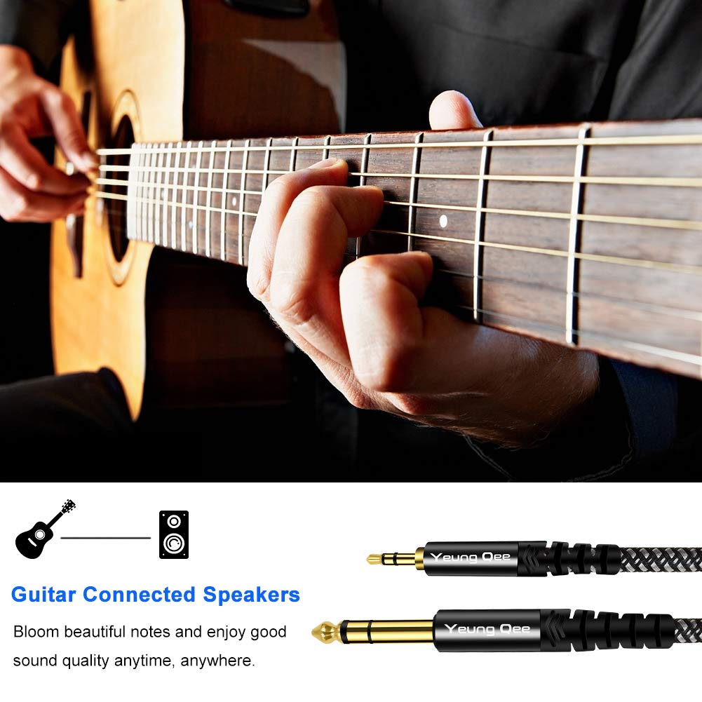 3.5mm to 6.35mm Stereo Audio Cable 50 ft,Yeung Qee 1/4 to 1/8 Audio Cable,3.5mm Male to 6.35mm Male TRS Nylon Braid Cable Compatible for iPod, Laptop,Home Theater Devices, and Amplifiers (50FT/15M)