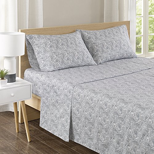 Comfort Spaces 100% Cotton Sheet Set Breathable, Lightweight, Soft with 14" Elastic Pocket Fits up to 16" Mattress, All Season Cozy Bedding, Matching Pillow Case, Queen Paisley Multi 4 Piece