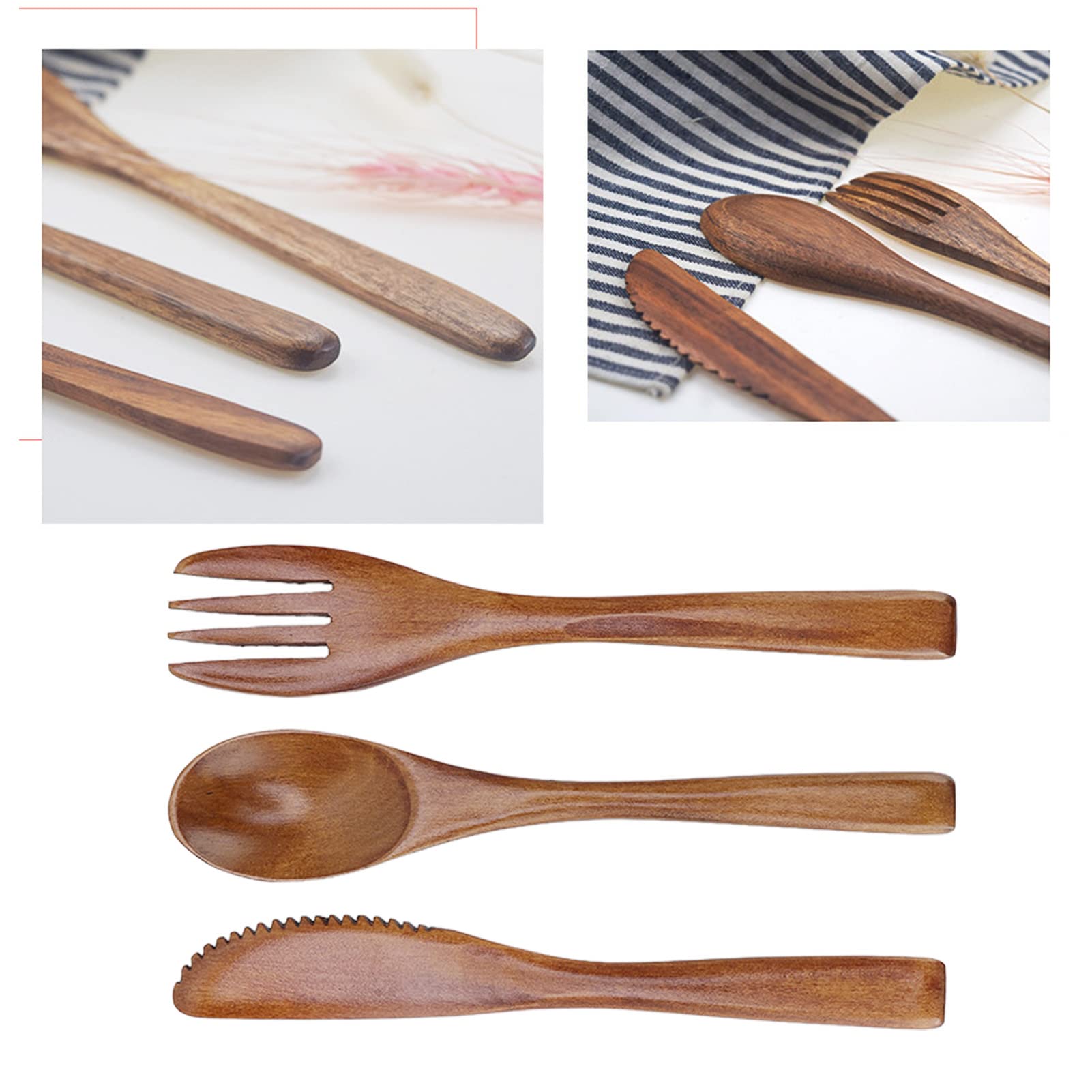 3 Pcs Wooden Knife Fork Spoon Set Knife Fork Spoon Utensil Tableware Phoebe Handle Paint Cutlery Painting Cooking Utensil Kit Three Piece Set Tableware Kitchen Cooking Tableware