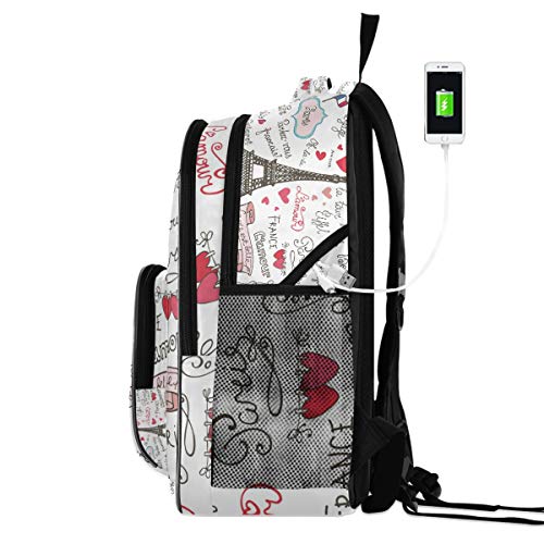 ALAZA Paris Badges French Eiffel Tower Love Laptop Outdoor Backpack for Women Men,Fits Under 15.6 Inch Laptop
