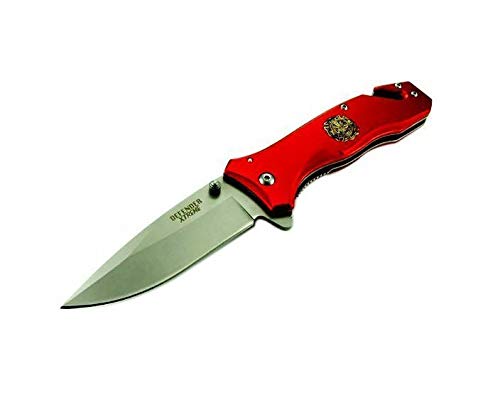 8" Red Fire Dept Outdoor Rescue Survival Open Folding Pocket Knife Outdoor Survival Hunting Knife for Camping by Survival Steel