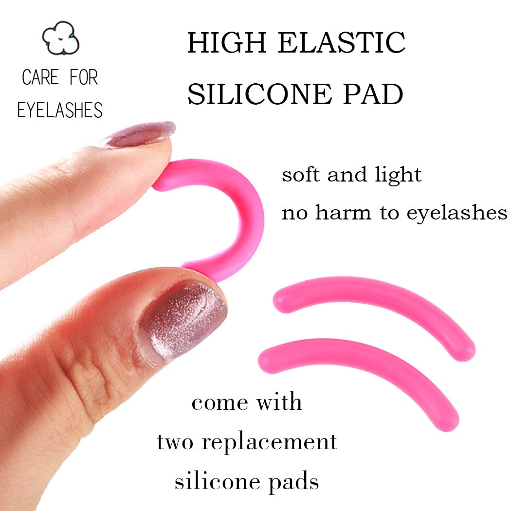 Uranian Eyelash Curlers Pink Lash Curler with 2 Silicone Refill Pads Glitter Handle Eye Lashes Curler Eyelashes Tool for Women and Girls (Pink)