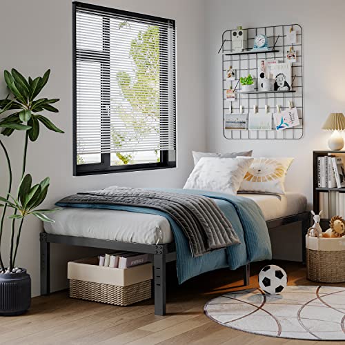 Artimorany Twin XL Bed Frames 18 Inch Tall, Heavy Duty Metal Platform, 2500lbs Steel Slats Support, No Box Spring Needed, Noise Free, Easy Assembly Black