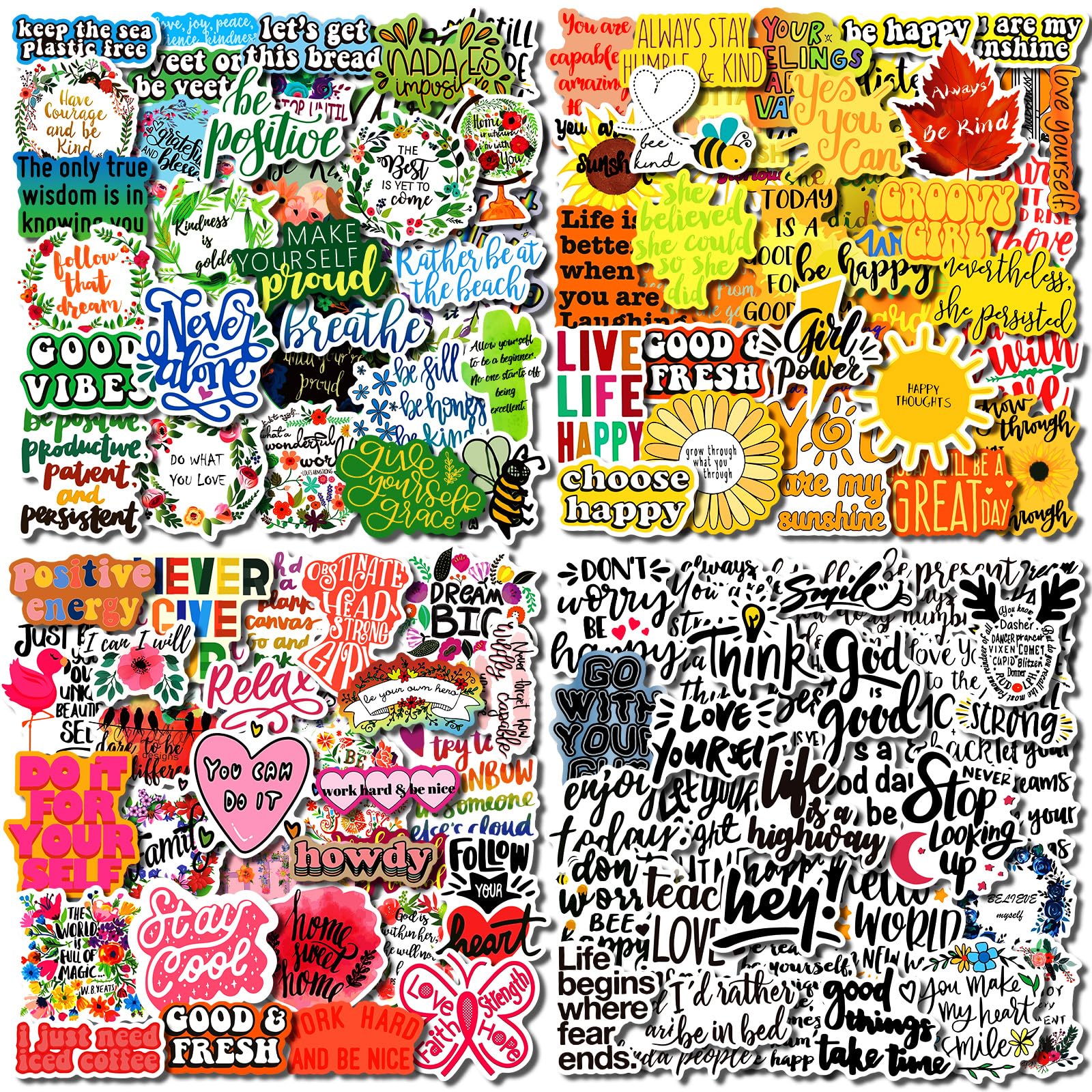 200Pcs Motivational Stickers, Inspirational Quote Stickers for Adults Students Teachers Employees, Vinyl Cute Stickers for Water Bottles Laptop Scrapbook