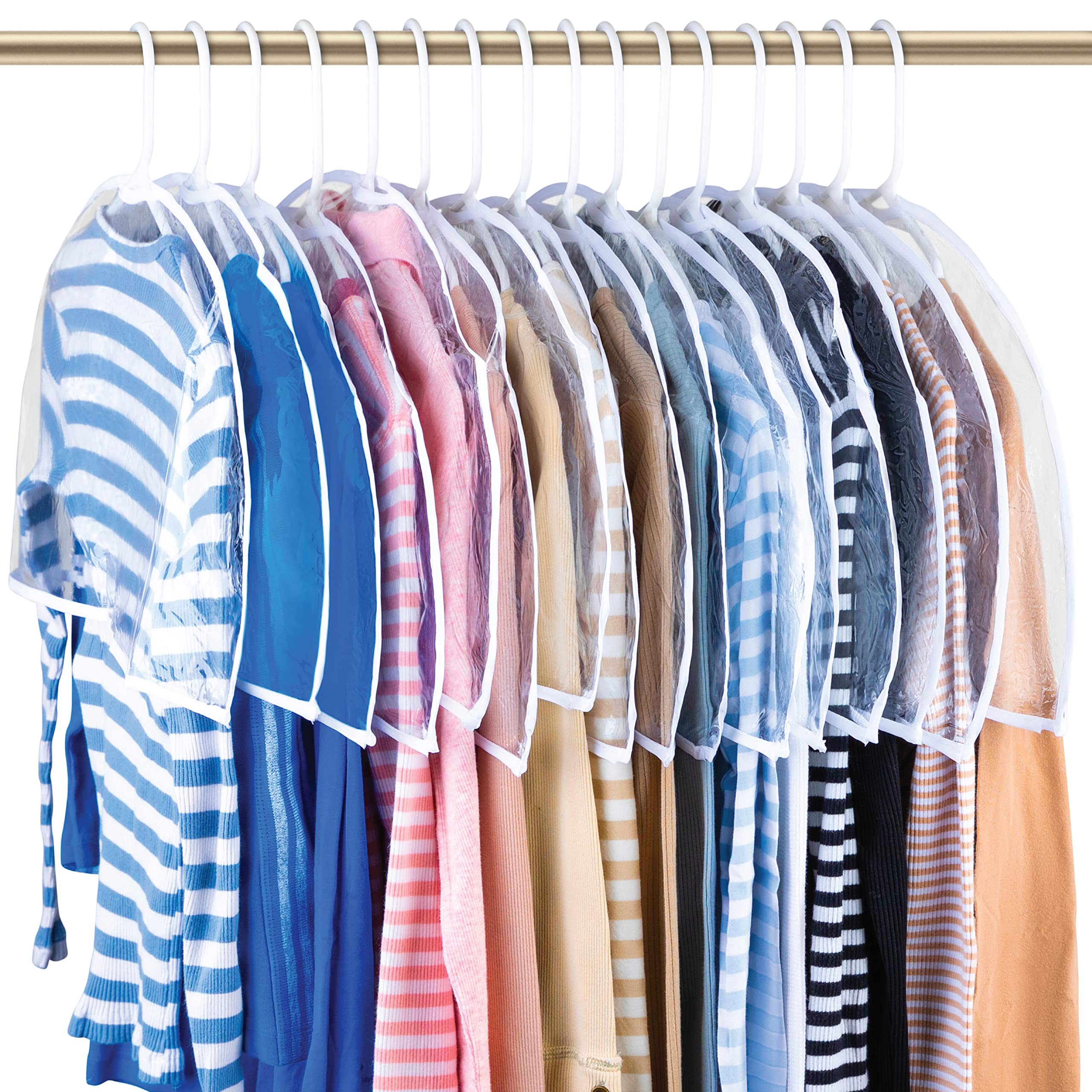 Handy Laundry Clear Vinyl Shoulder Covers – Set of 16 – Garment Protectors Keep your Suits, Dresses, Blouses, & Dust Free. Protect and Store your Clothing while they're In and Out of Season.