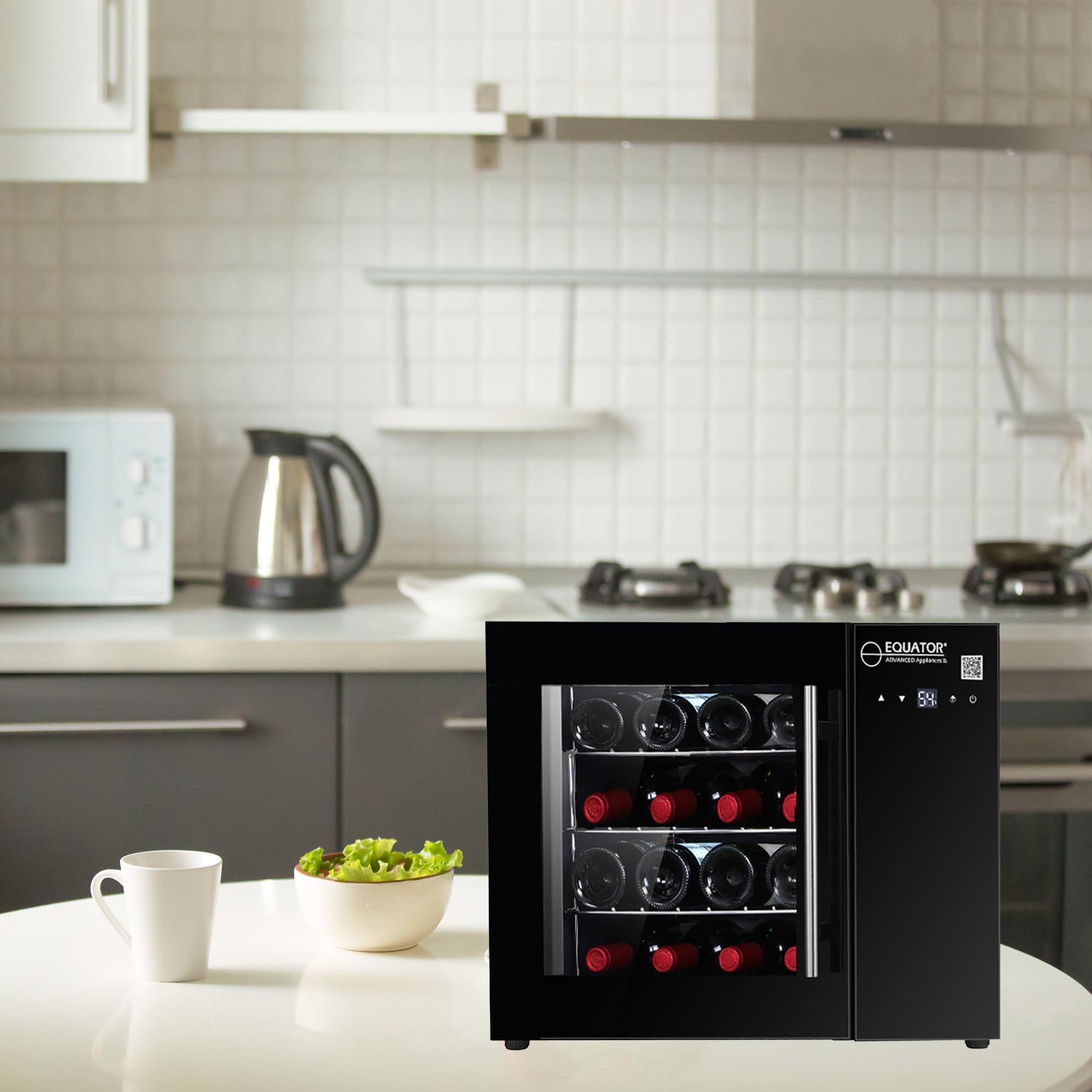 Equator 16 Bottle Wine Refrigerator, Single-Zone, Freestanding/Built-in, Anti-UV Glass Door, Temp Range 41°F-71.6°F, Touchpad Controls, Auto Defrost, 110V