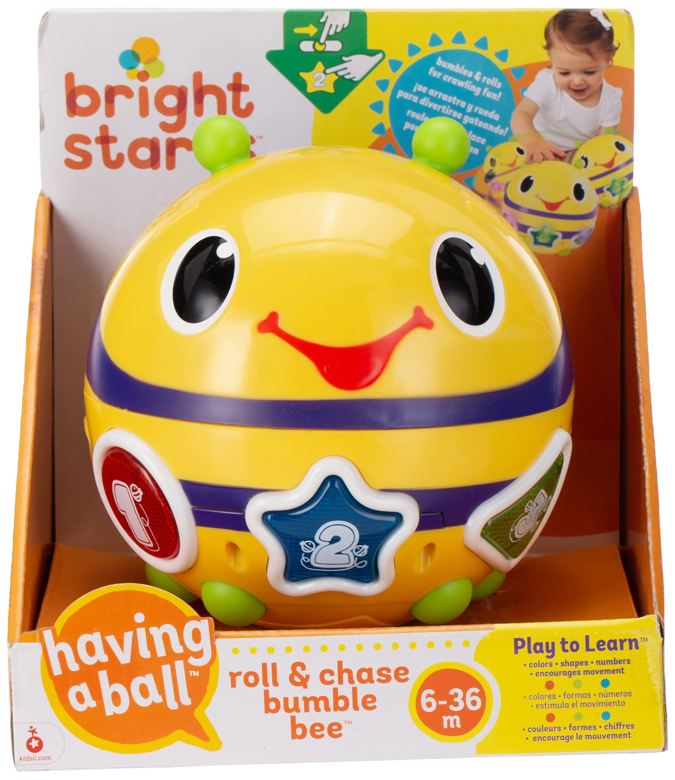 Bright Starts Having a Ball Roll and Chase Bumble Bee - Introduce Shapes, Numbers, Colors, Ages 6 Months +