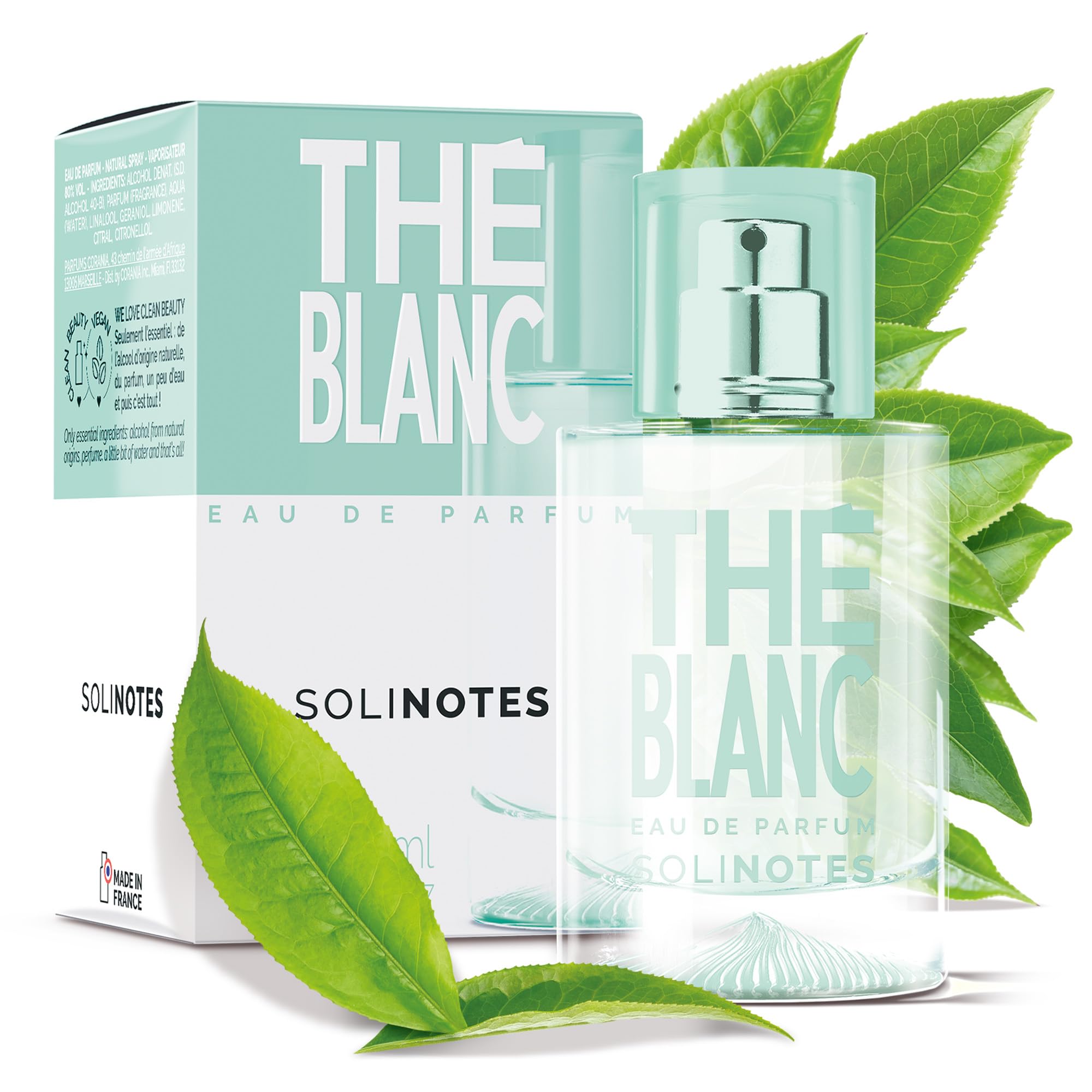 SOLINOTES White Tea Perfume for Women - Eau De Parfum | Delicate Floral and Soothing Scent - Made in France - Vegan - 1.7 fl.oz