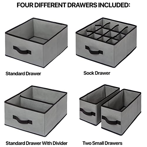 6-Shelf Hanging Closet Organizer With 4 Drawers - 6 Hanging Closet Shelves and 4pcs Removable Closet Drawers For Better Closet Organization - Bedroom, RV Wardrobe, Dorm Room, Baby Nursery Essentials