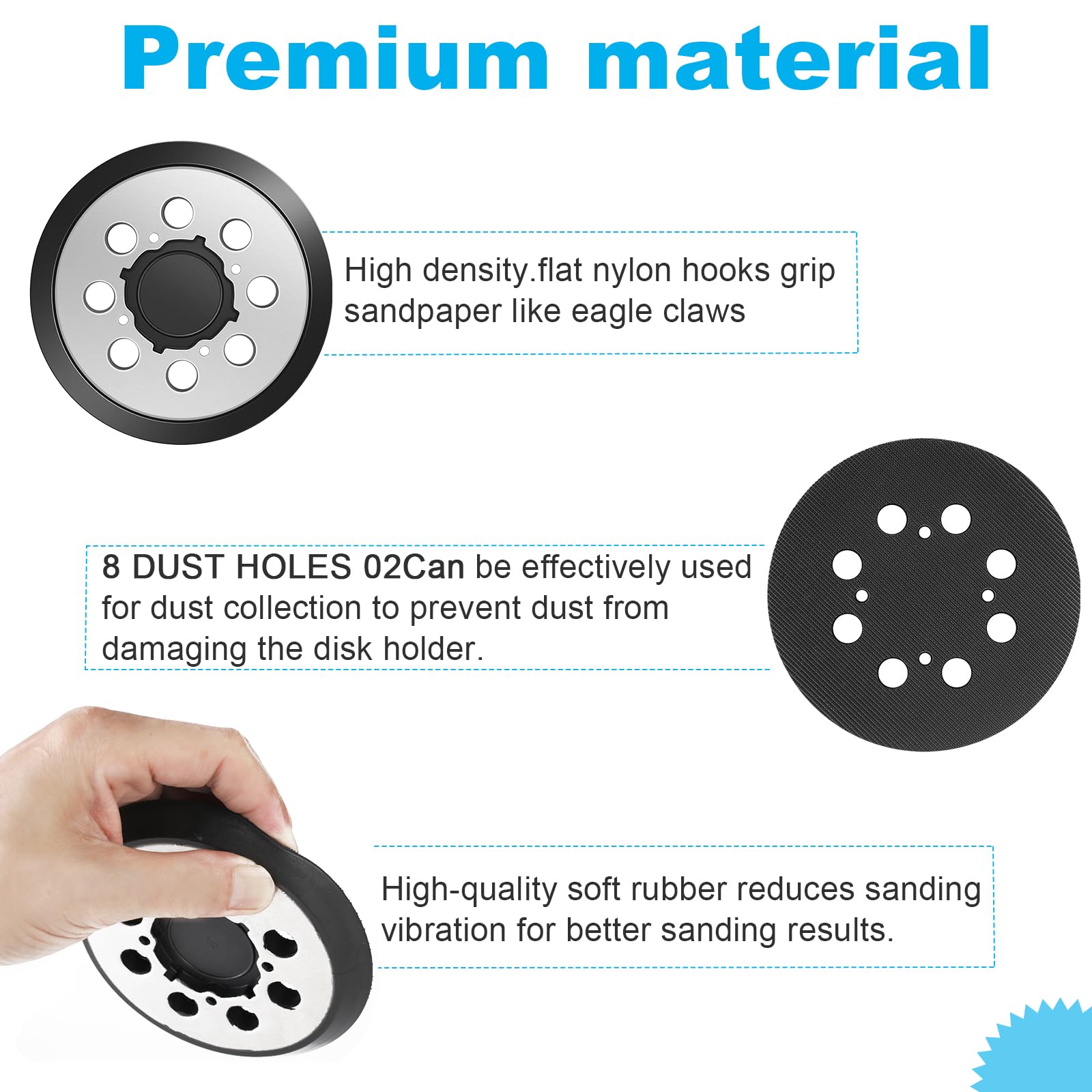 4pcs ATQYZLM Premium Metal Backed Orbital Sander Replacement Pad for DeWalt DWE6421 6421K DWE6423 6423K DCW210B,Upgrade 5 inch 8 Hole Hook Sander Pad for DeWalt DWE64233 N329079 and Easy to Install
