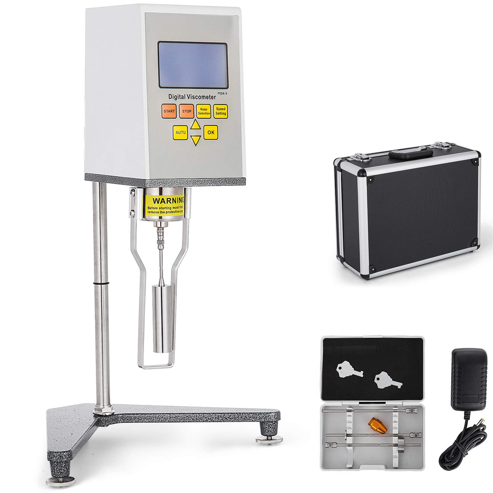 VEVOR Digital Viscometer 1-100000 mPa.s Digital Rotary Viscometer NDJ-9S Fluidimeter Tester Meter Accuracy Plus or Minus 2% Newton Liquid Viscometer Digital Portable (NDJ-9S)