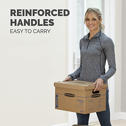 Bankers Box SmoothMove Classic Moving Boxes, Tape-Free Assembly, Easy Carry Handles, Small, 15 x 12 x 10 Inches, 15 Pack (7714209)