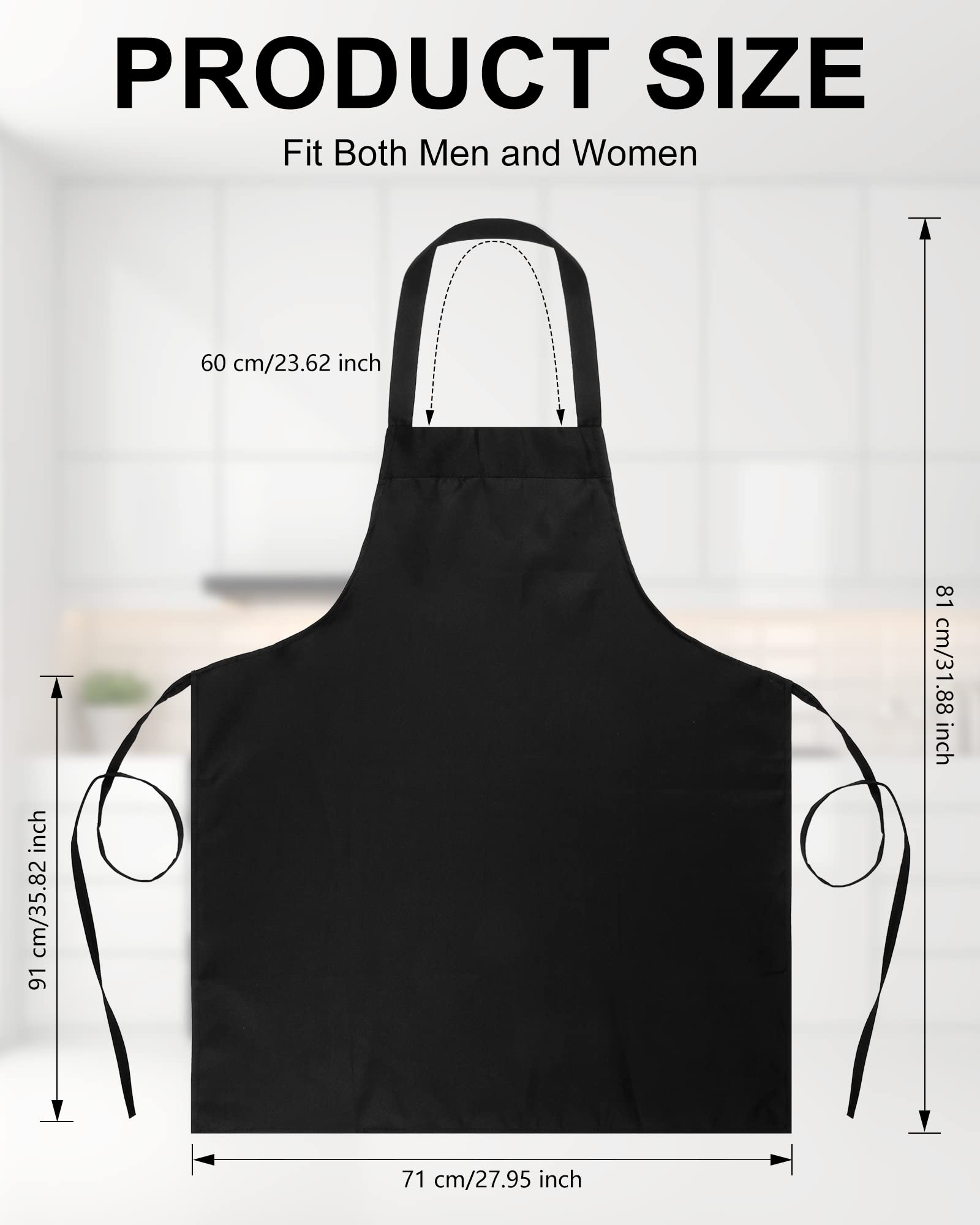 36 Pack Bulk Plain Aprons for Man Woman Adult Unisex Apron Machine Washable Adjustable Bib Aprons(Black)