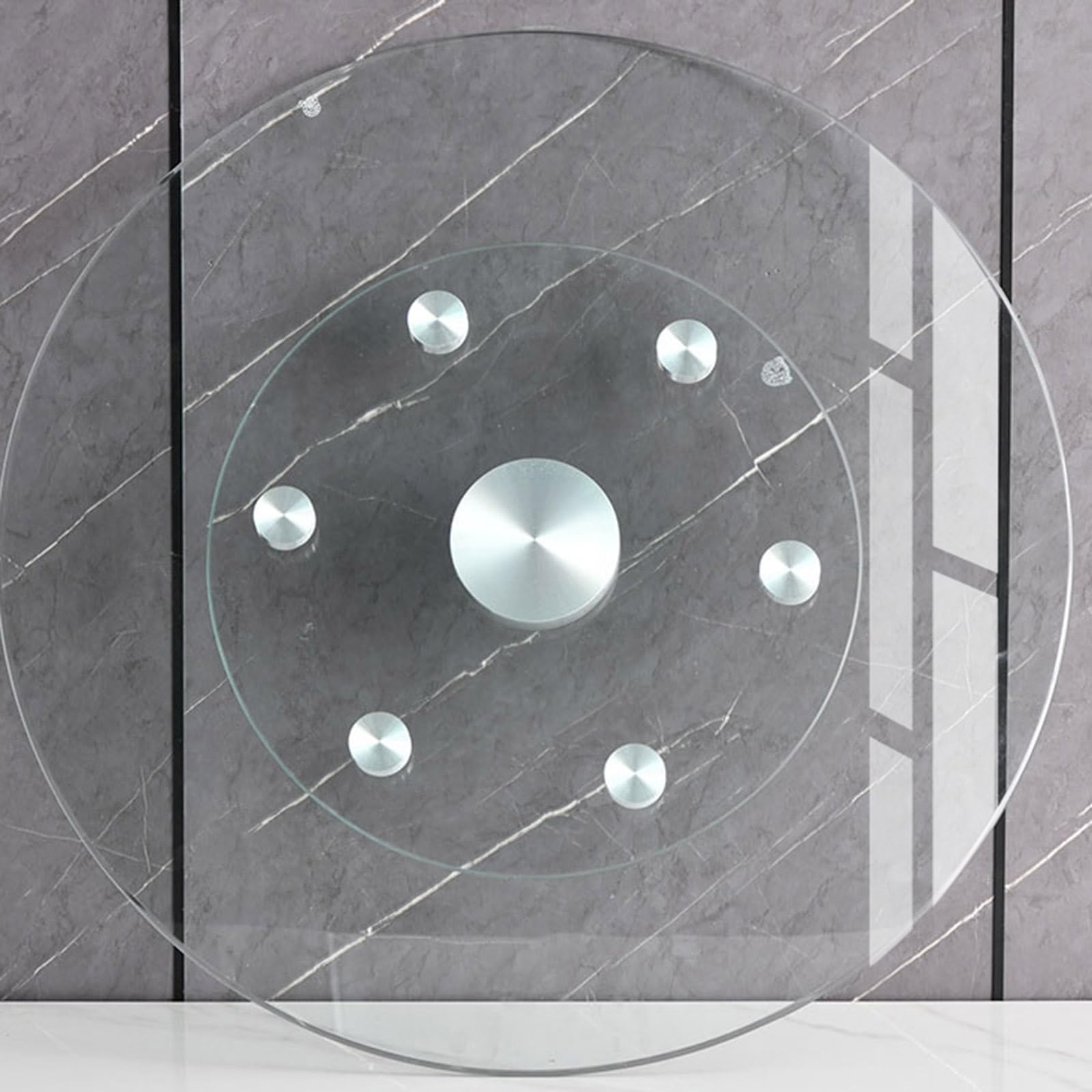24 Inch Glass Lazy Susan Tempered Glass Round Turntable Rotating Serving With Auxiliary Wheel Design, Thicken Explosion-Proof Tempered Glass, For Sharing Food Easier (Size : Ø 60cm/24in)