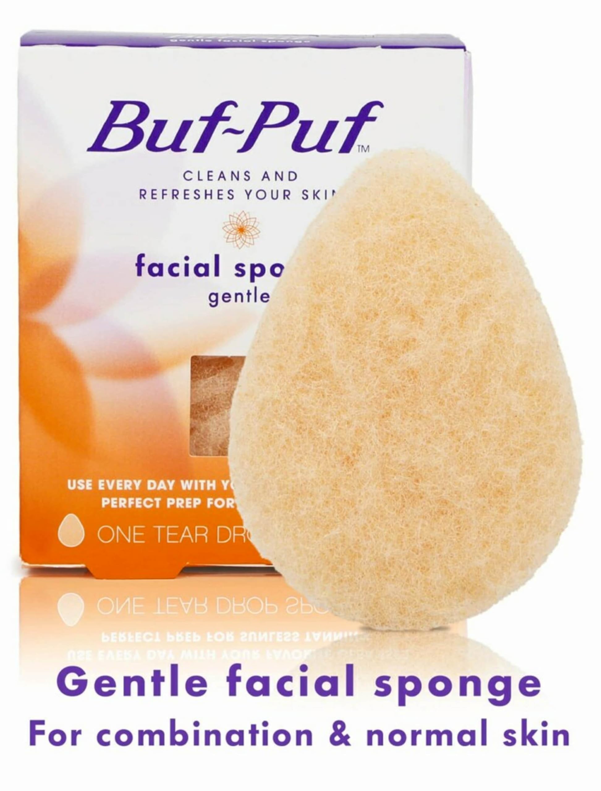 Buf-Puf Gentle Facial Sponge, Dermatologist Developed, Removes Deep Down Dirt & Makeup That Causes Breakouts and Blackheads, Reusable, Exfoliating, 2 Count