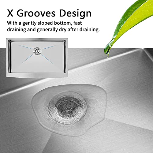 ALWEN 32X19 inch Ledge Workstation Undermount kitchen Sink 304 Stainless Steel Single Bowl Kitchen Sink