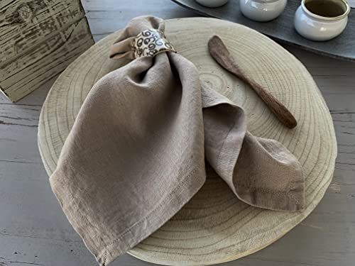 Linen Napkins β100% French Flax β Stonewashed Pure Linen Cloth Napkins - Size 18 Inch x 18 Inch β Set of 4 (Natural Rustic Taupe)