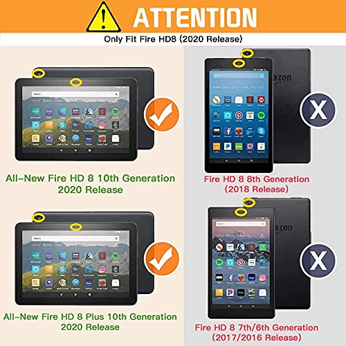 Case for All-New Amazon Fire HD 8 Tablet 2020 & Fire HD 8 Plus (10th Generation, 2020 Release), Multi-Angle View Adjustable Stand Auto Wake/Slee,Cowhide Farm Animal Skin Leopard Brown Cow