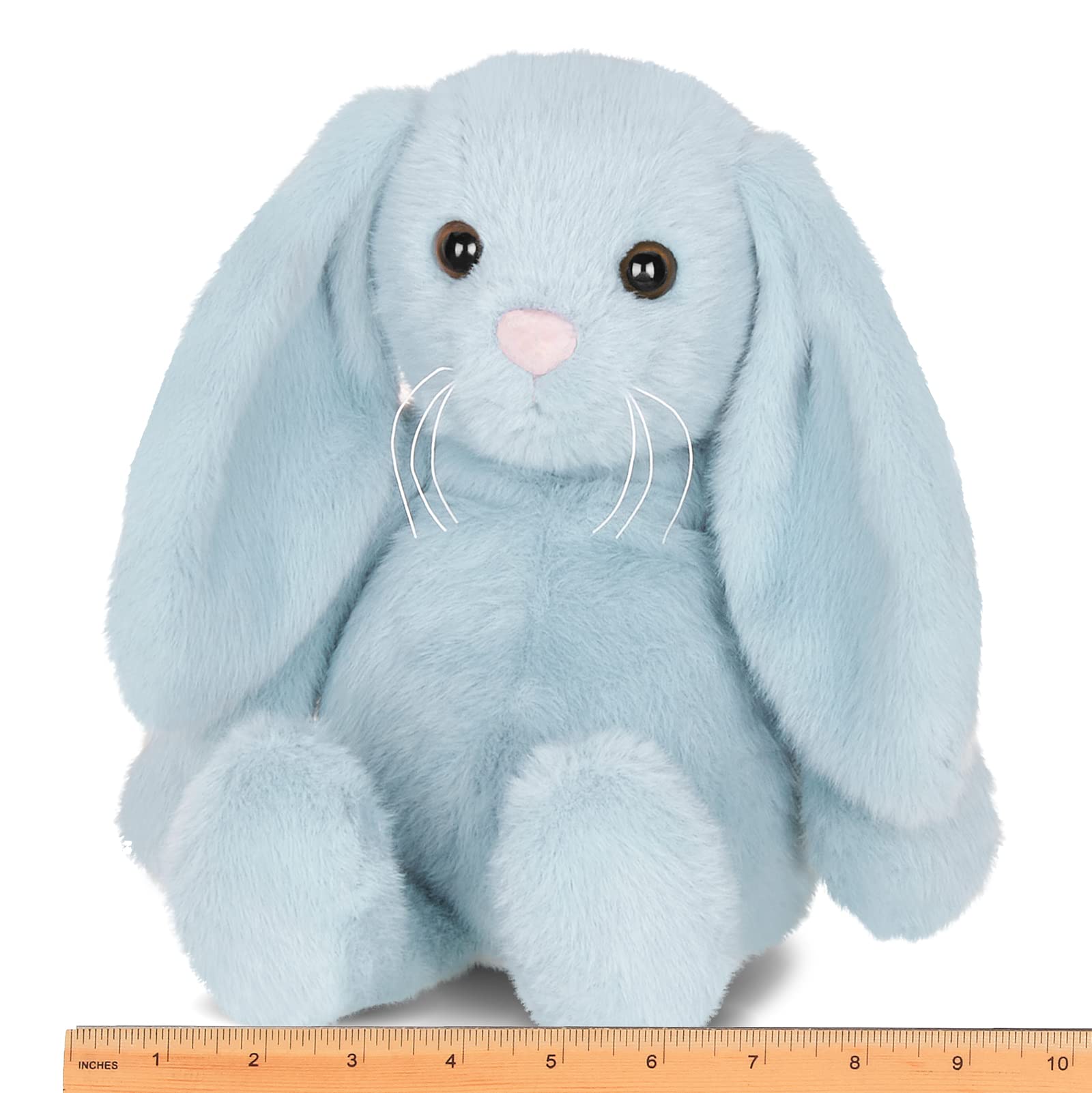 Bearington Snuggle Bunny Blue Plush Bunny Rabbit Stuffed Animal, 13.5 Inch