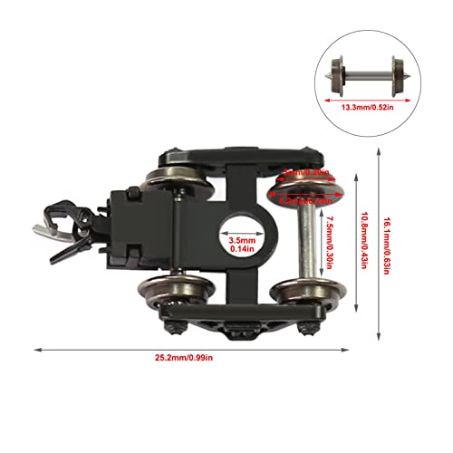 4pcs Model Trains N Scale 1:160 Bogies Coupler 33" Metal DC Wheels with Screw Washer HP03150