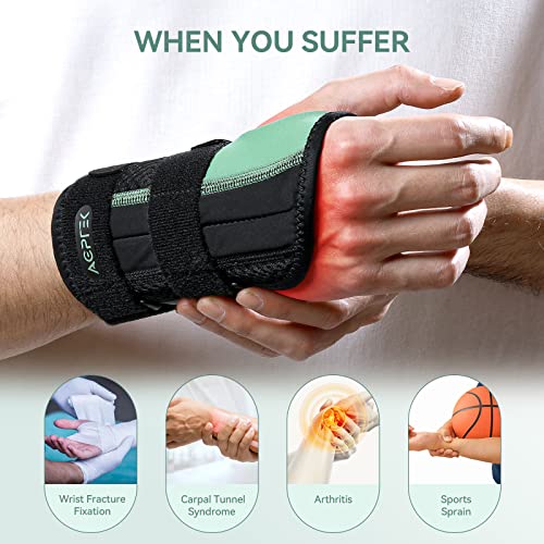 AGPTEK Wrist Brace, Wrist Support for Carpal Tunnel, Night Sleep Wrist Splint, Hand Brace for Arthritis, Sprains, Tendonitis and Joint Pain, Suitable for Right Hand, S:5.1-7.9in