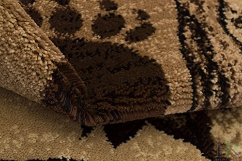 HR Cabin Rug–Lodge, Cabin Nature and Animals Area Rug–Modern Geometric Design Cabin Area Rug–Abstract, Multicolor Design– Moose/Bear/Lodge/Nature