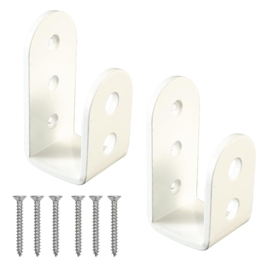 2x4 Door Barricade Bracket Heavy Duty Open bar Security Holder Bracket Security bar Door Stopper fits 2x4 Board Lumber Door Jammer and Tool Hanger for Your Home Barn Shed Garage (White-M2-Set 2)
